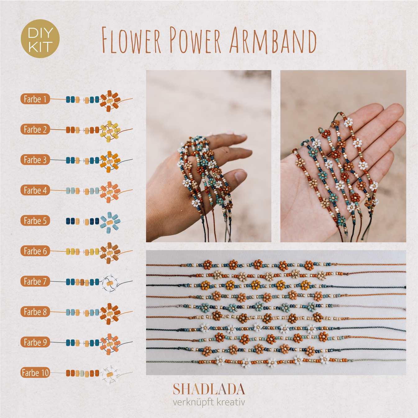 DIY Kit Armband FLOWER POWER – shadlada