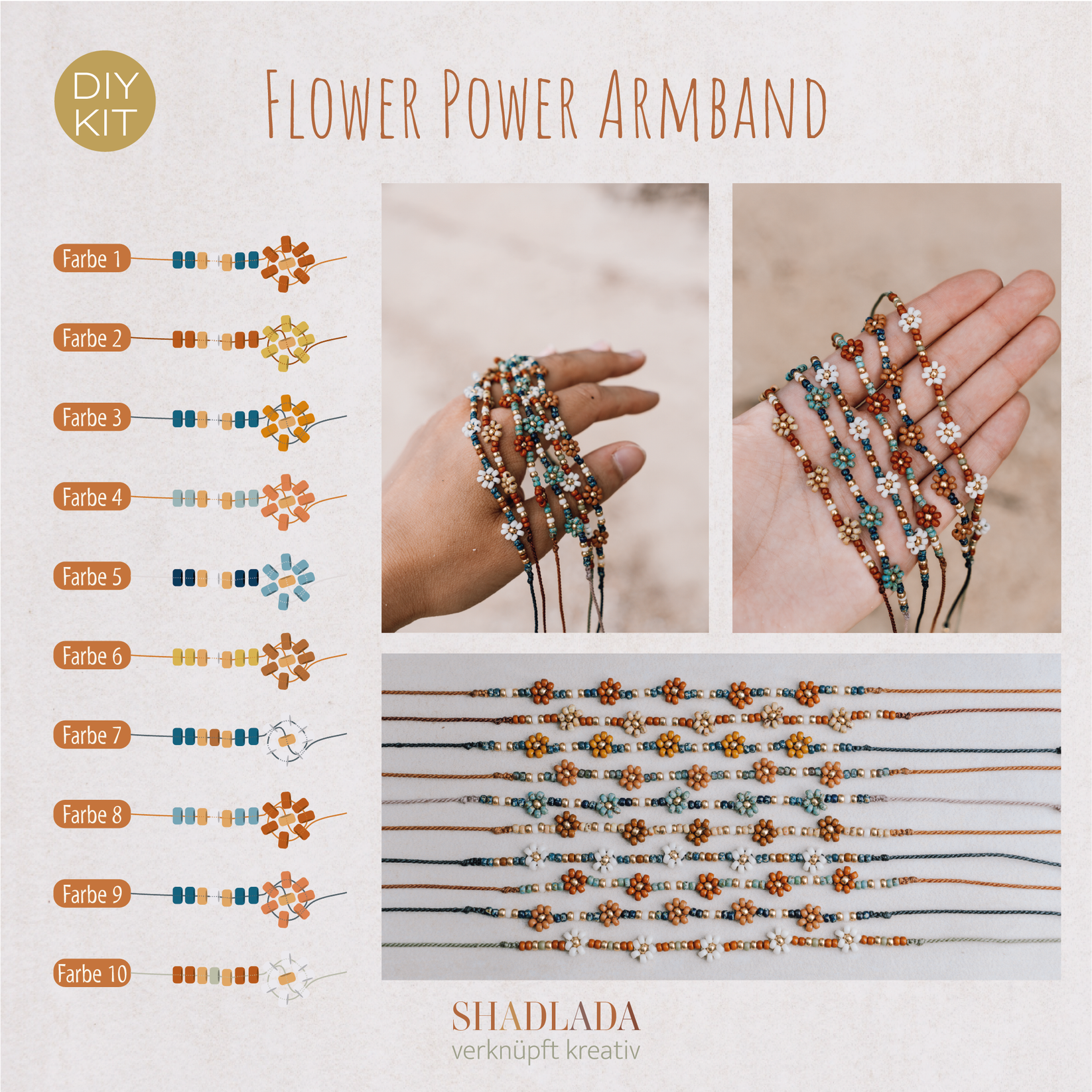 DIY Kit Armband FLOWER POWER – shadlada